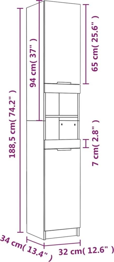 vidaXL 4dílná koupelnová sestava kompozitní dřevo [3115889] Barva: kouřový dub