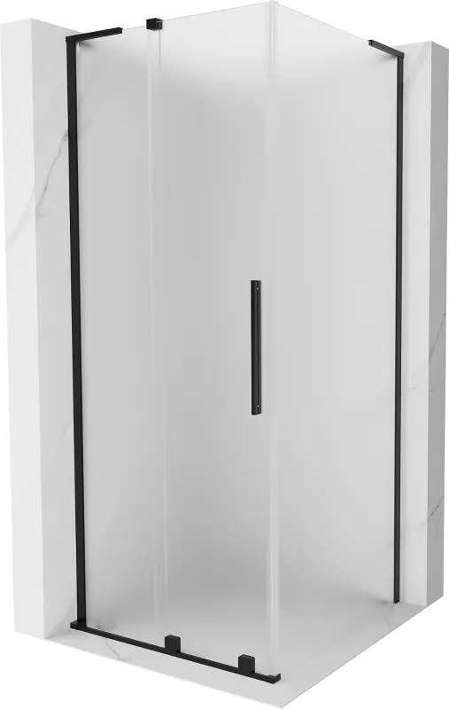 Mexen Velar L, sprchový kout s posuvnými dveřmi 110 x 110 cm, 8mm sklo námraza, černá matná, 871-110-110-33-70