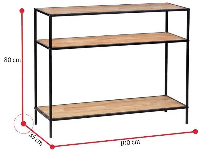 Expedo Konzolový stolek ODETE, 100x80x35, černá/hnědá