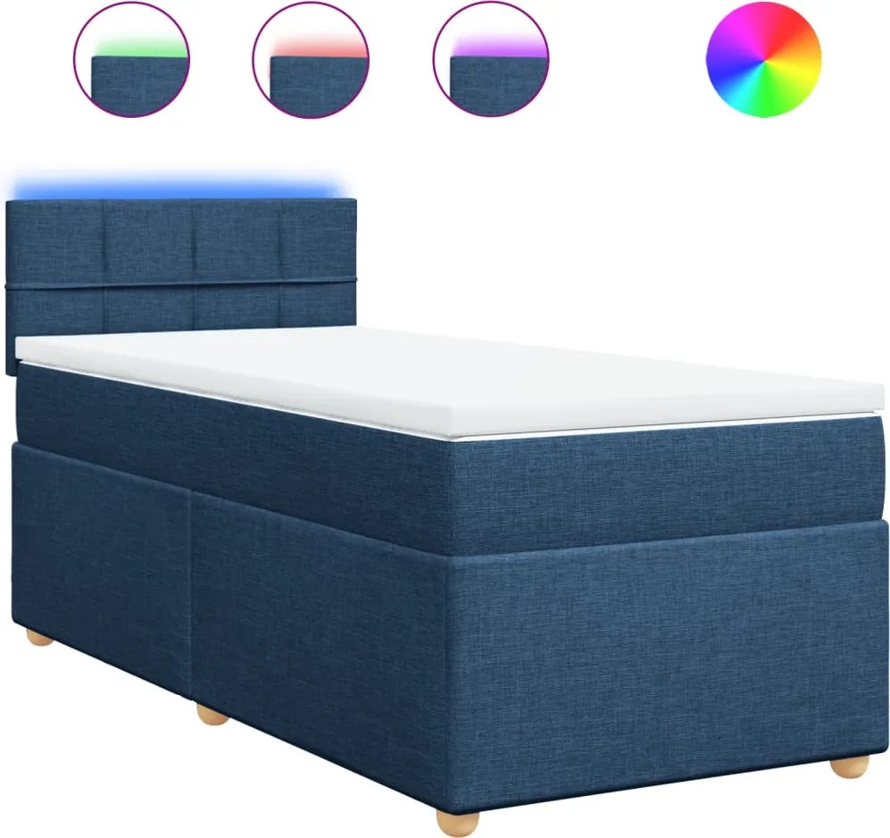 Box spring postel s matrací modrá 80x200 cm textil 3288813