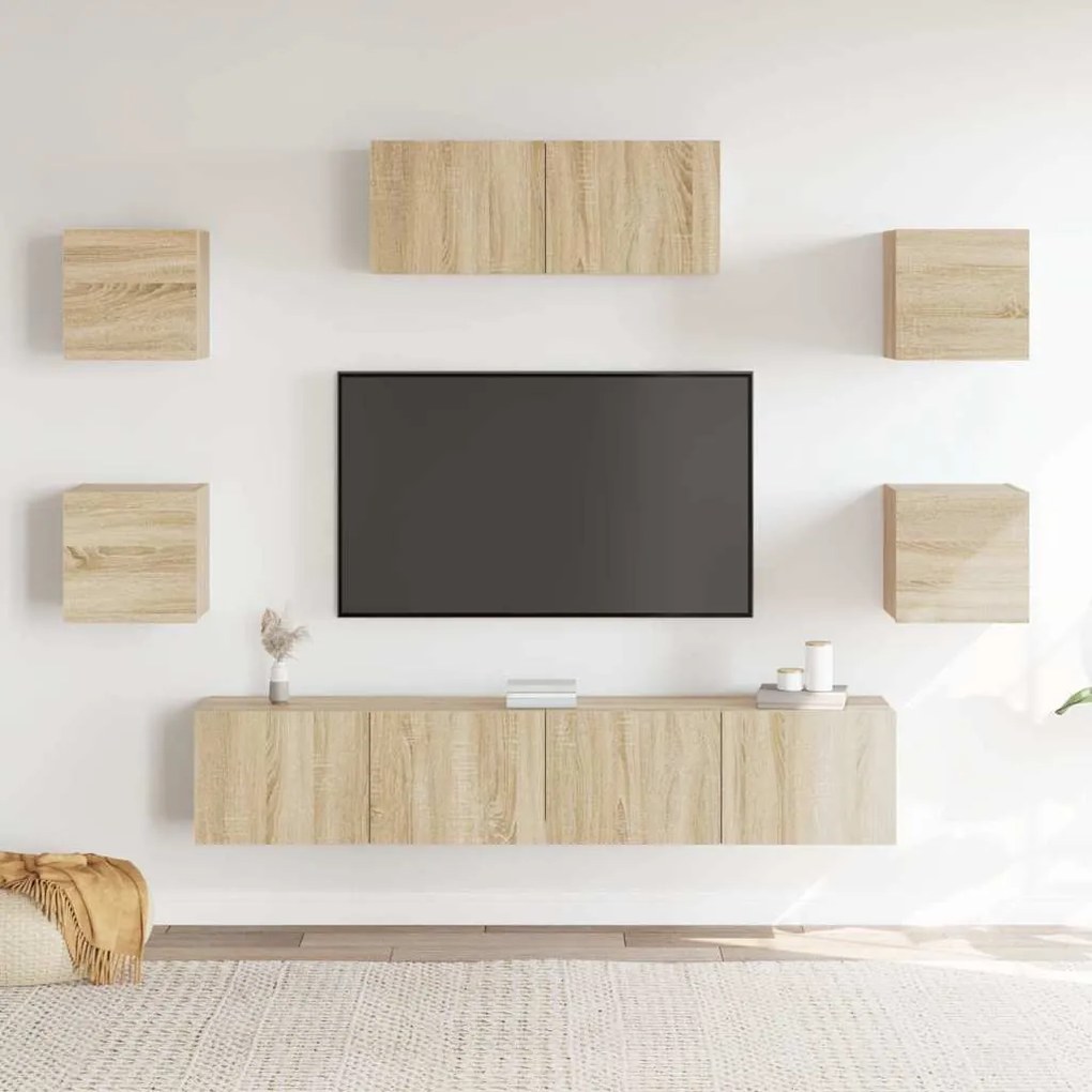 7dílný set TV skříněk dub sonoma kompozitní dřevo 3114512
