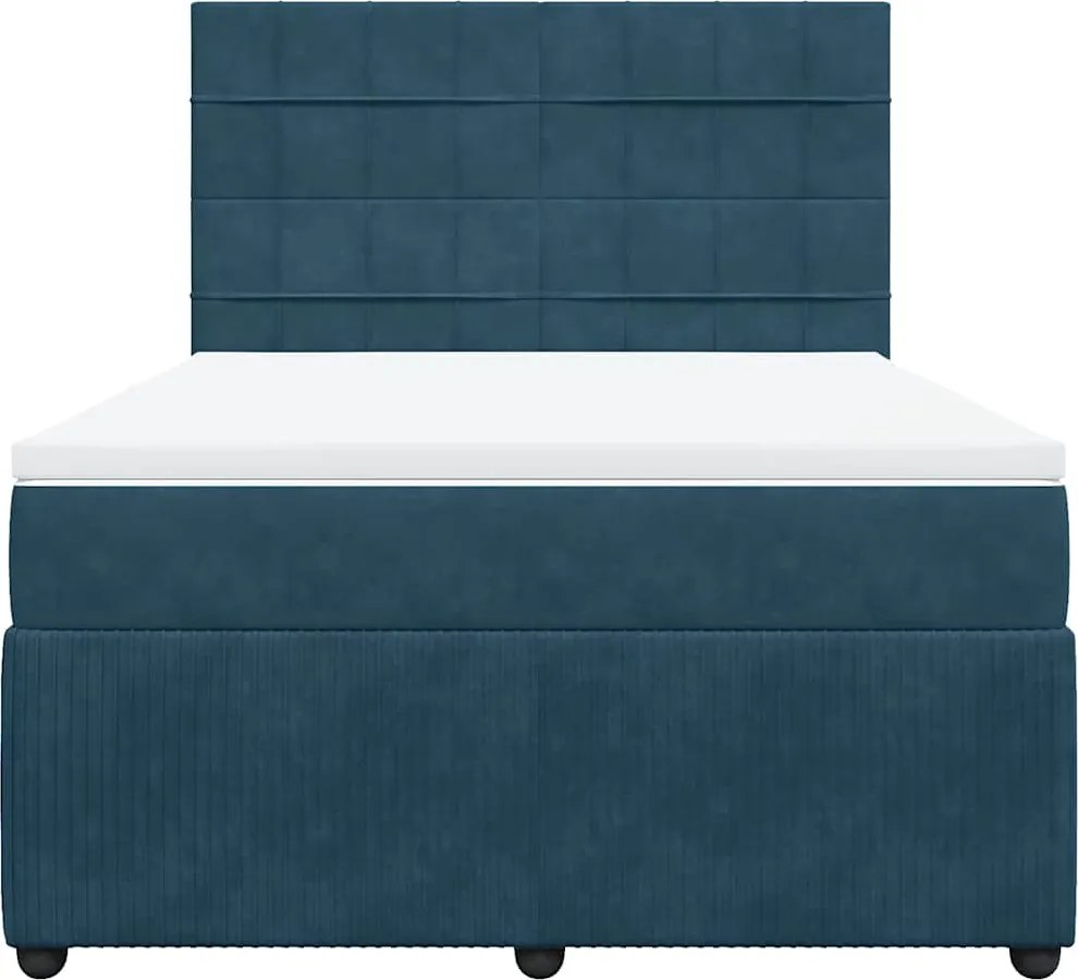 Box spring postel s matrací modrá 160 x 200 cm samet 3294686