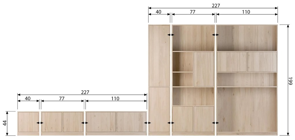 Modulární skříň delurmo 40 x 200 cm hnědá MUZZA