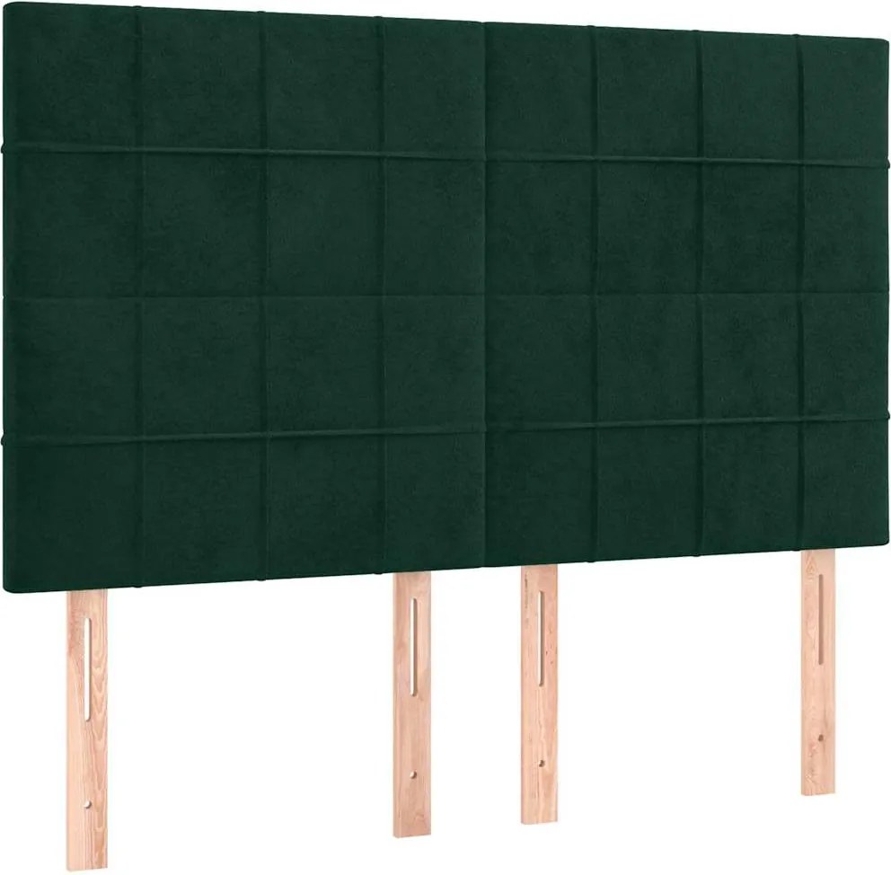Čelo postele tmavě zelené 144x5x118/128 cm sametové 3116383