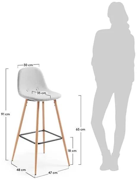 Barová židle nilson 65 cm světle šedá MUZZA