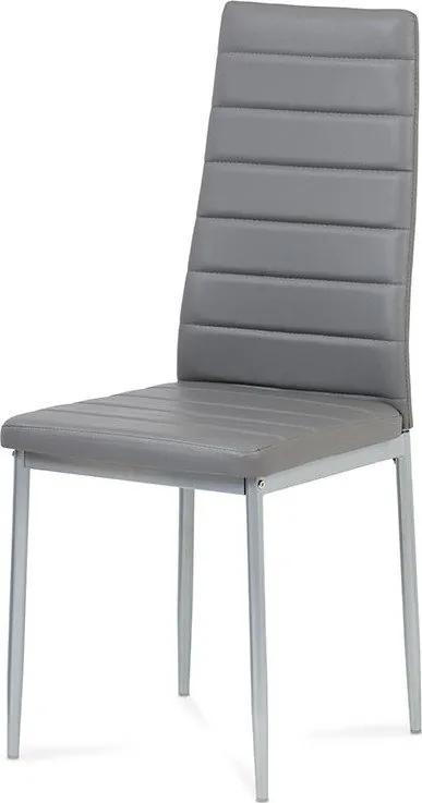 Autronic Jídelní židle, koženka tm. šedá / šedý lak DCL-117 GREY