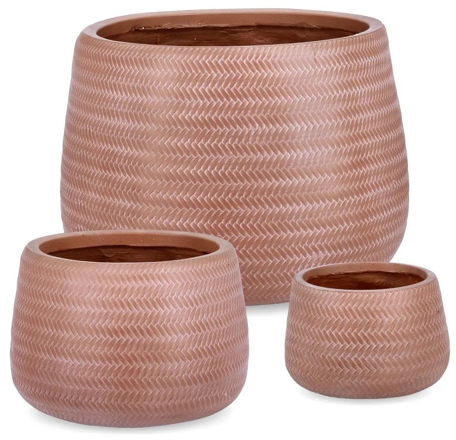 BIZZOTTO set 3 terakotových květináčů TRESSAGE hnědá 0790645