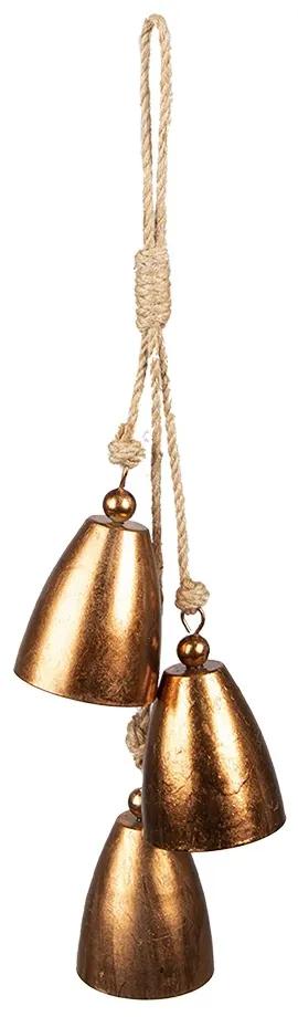 3ks měděné antik závěsné dekorativní kovové zvonky - Ø 11*40 cm