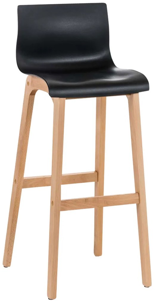 Barová židle Hoover ~ plast, dřevené nohy natur - Černá
