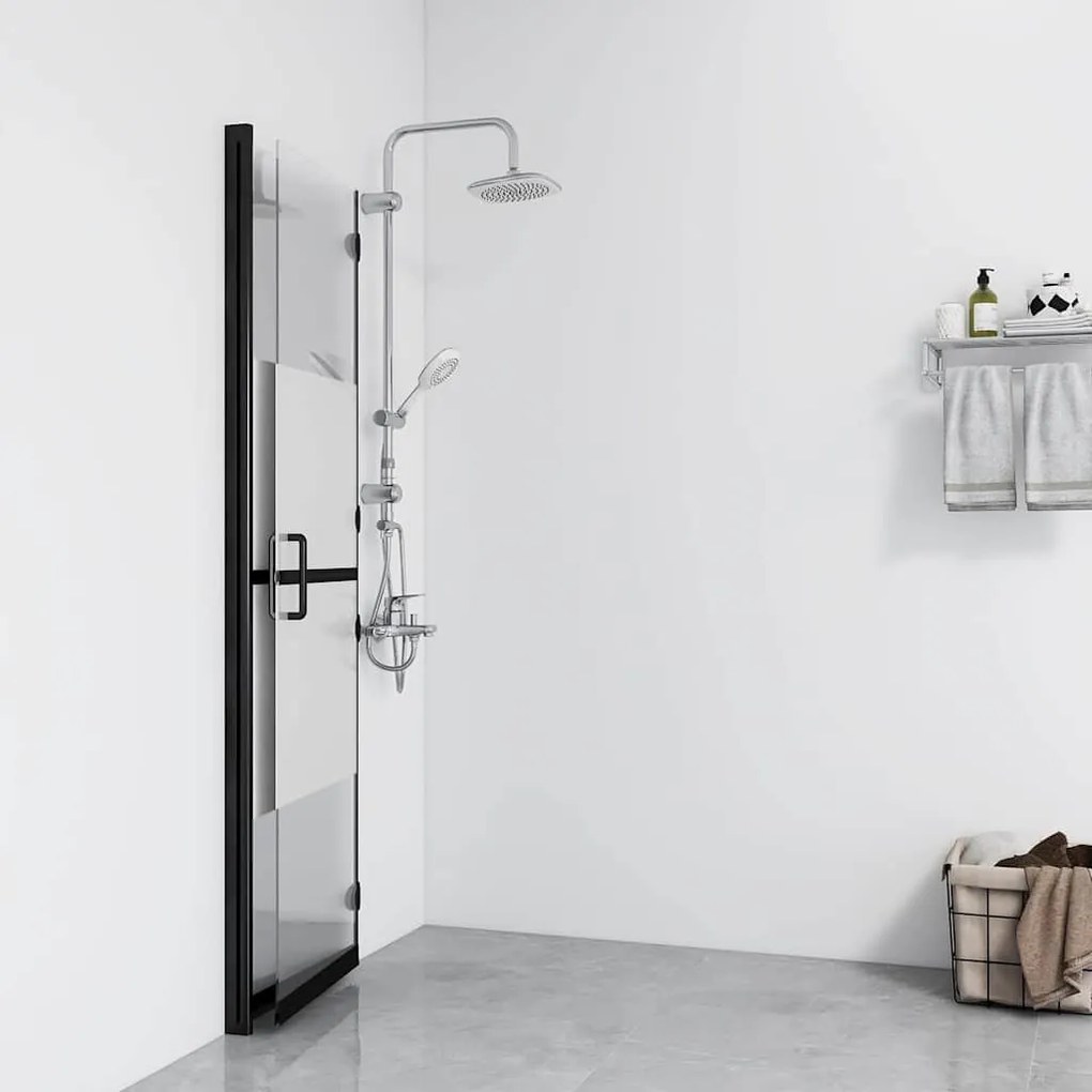 Skládací sprchová zástěna napůl mléčné ESG sklo 100 x 190 cm 151189