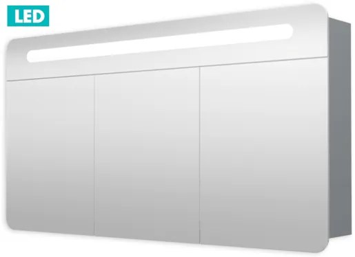 Zrcadlová skříň 120 cm, 3 dveře, LED osvětlení, zásuvka+vypínač, IP44 GALPIR120LED