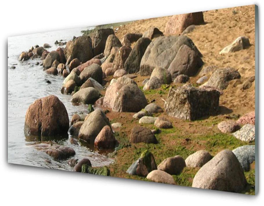 Obraz na skle Kameny Moře Krajina 100x50 cm