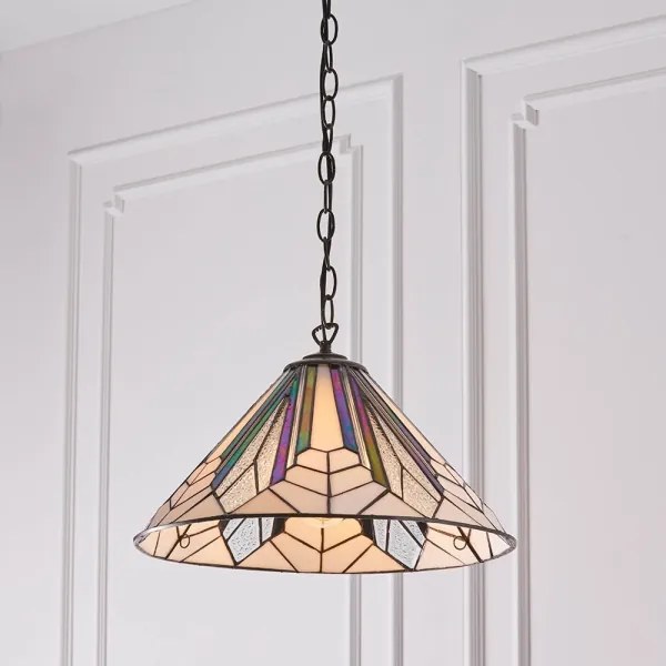 Endon 63937 - Lustr na řetězu Tiffany ASTORIA 1xE27/60W/230V pr. 40 cm