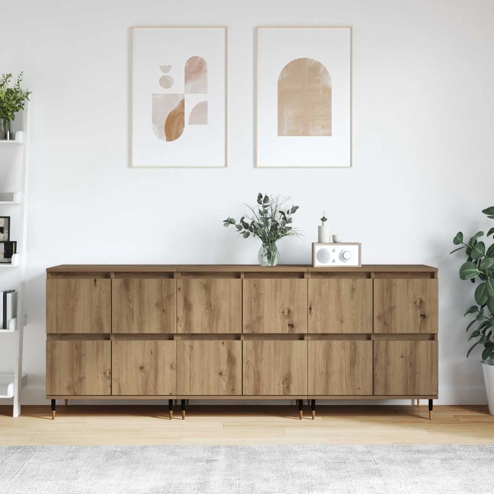 Úložná skříňka 3 ks Artisanový dub 60 x 35 x 70 cm 3394510