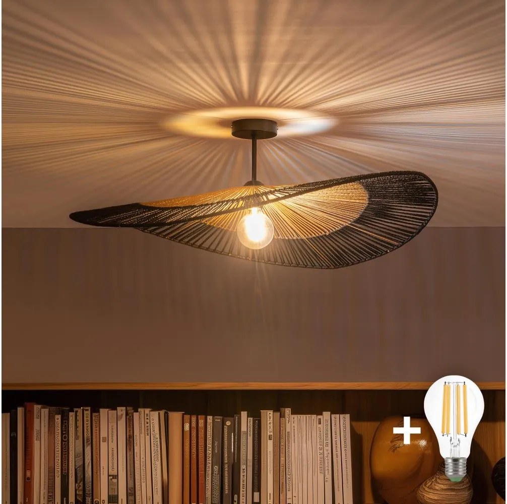 Brilagi - LED Přisazený lustr CERIA BOHO 1xE27/60W/230V pr. 80 cm černá/hnědá