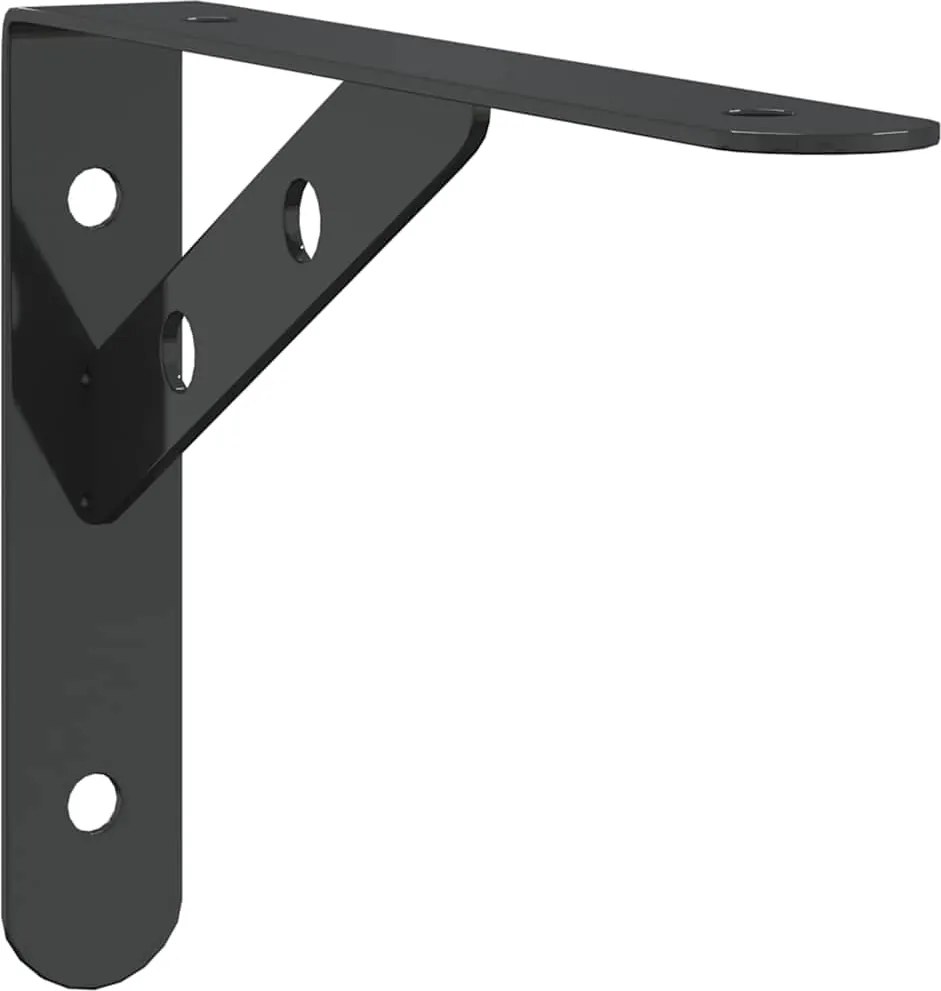 Policové držáky 4 ks 20 x 2,5 x 14 cm černé nerezová ocel 30302