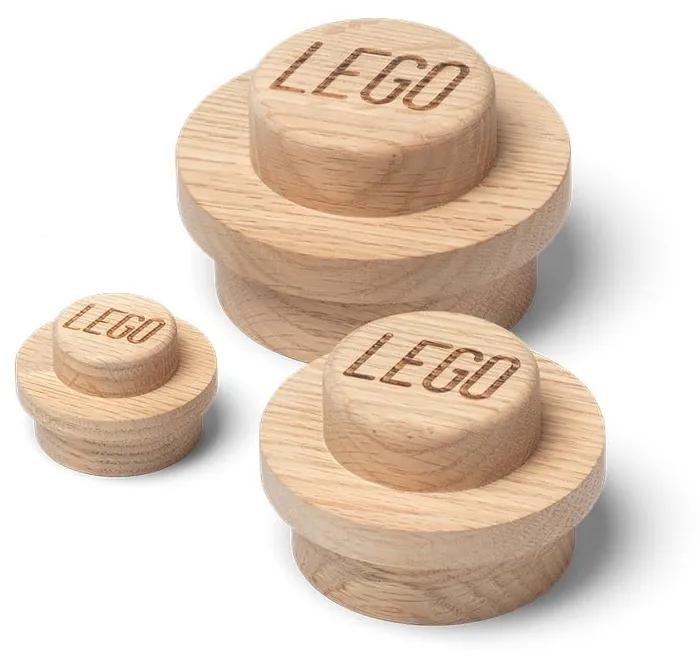 Sada 3 nástěnných háčků z dubového dřeva LEGO® Wood