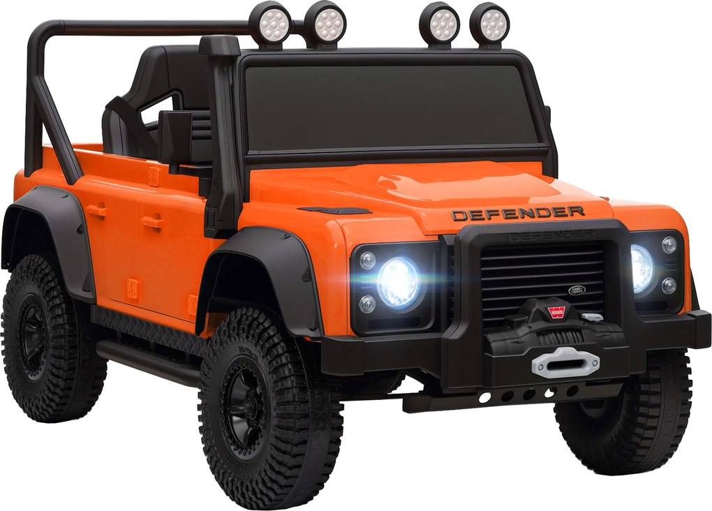 AIYAPLAY Dětské elektrické auto, 12V bateriový pohon, dálkové ovládání, hudební funkce, klakson, LED světla, oranžová