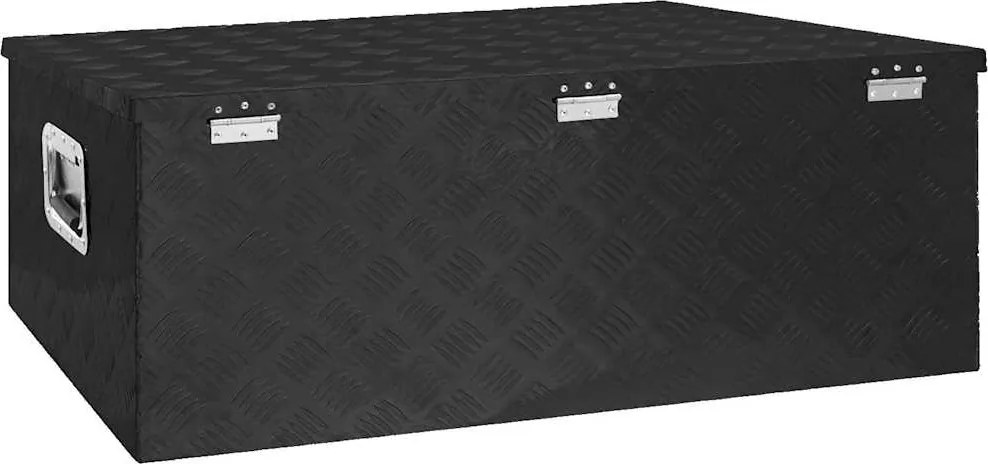 Úložný box černý 100 x 55 x 37 cm hliník 152257
