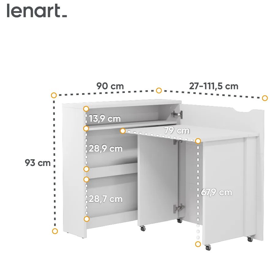 Lenart Rozkládací psací stůl Work Concept SLIM CW-02P - bílý mat