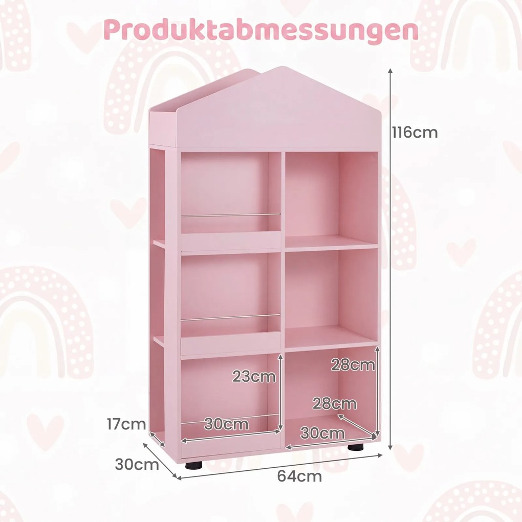 Costway Montessori dětská polička 116 cm Knihovnička Dětská polička na dřevo