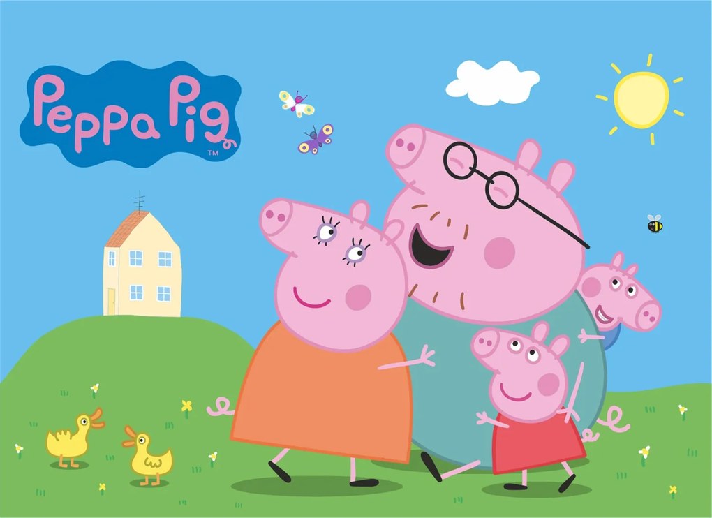 Dětská fototapeta na zed' Prasátko Peppa s Rodinou | 252 x 182 cm | DFTDXL1963