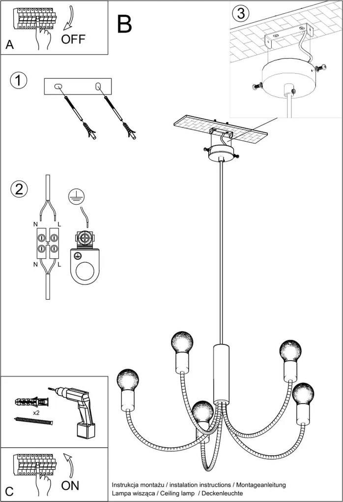 Sollux Lighting Lustr PICCOLO 3 černý