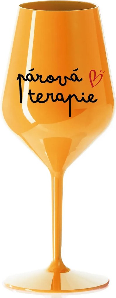 PÁROVÁ TERAPIE - oranžová nerozbitná sklenice na víno 470 ml