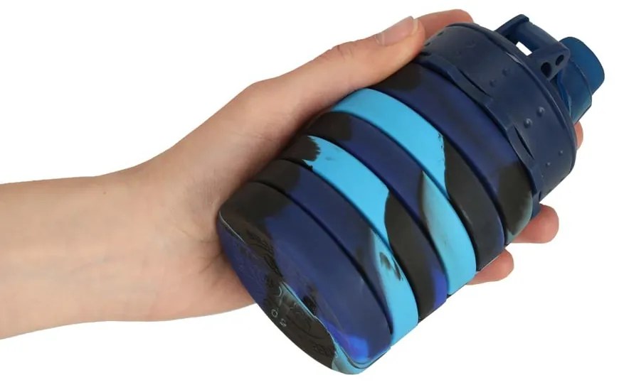 Creative Corner Láhev na vodu silikonová skládací láhev s rukojetí sportovní 500ml modrá