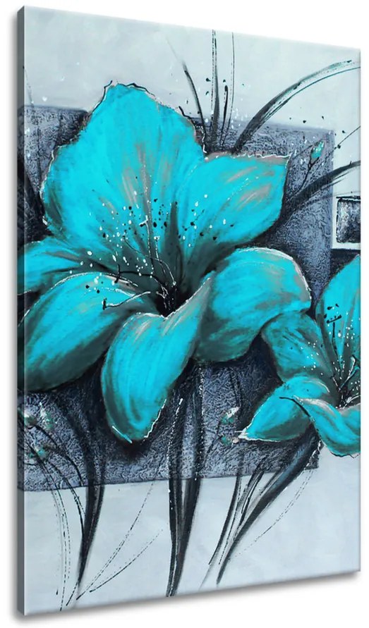 Gario Ručně malovaný obraz Nádherné modré Vlčí máky Rozměry: 100 x 70 cm