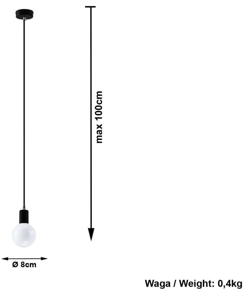 Černé závěsné svítidlo Sollux Bombilla