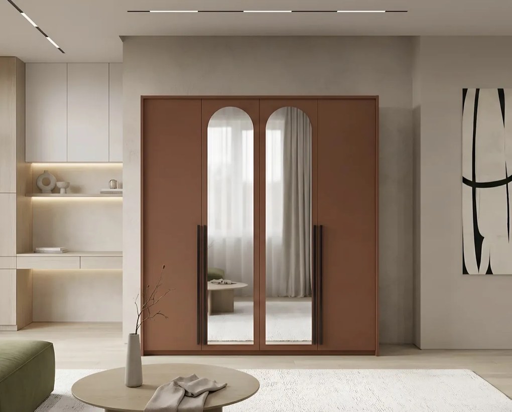 Stolar Šatní skříň LUCA 210 s oválnými zrcadly Barva: Terracota