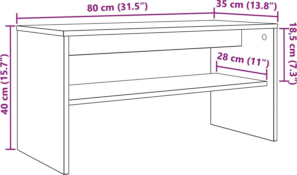 vidaXL Televizní skříň 80 x 35 x 40 cm Artisanový dub Kompozitní dřevo [8000307]