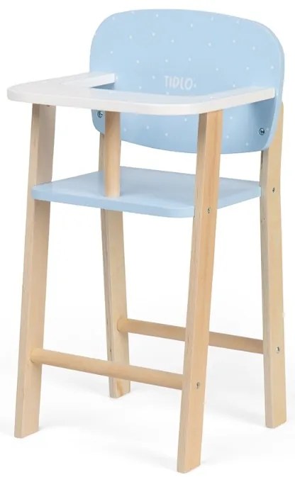 Tidlo Dřevěná židlička na krmení panenek modrá