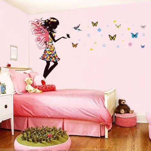 Živá Zeď Samolepka na zeď Víla a motýlci