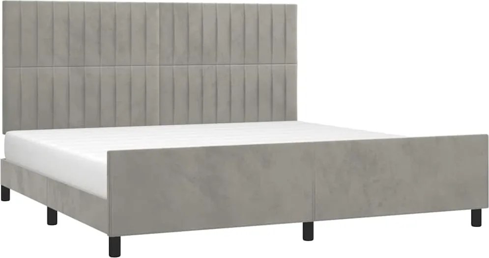 Rám postele bez matrace světle šedý 200 x 200 cm samet 3125897
