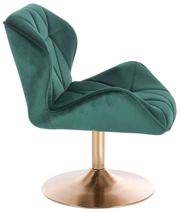 LuxuryForm DESIGN Otočná židle MILANO VELUR na zlatém talíři - zelená