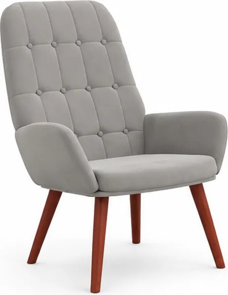 relaxační křeslo, odpočinkové, dřevo/kov/textil, 96x69x78 cm, nohy tmavé/světle šedá, Dekorino KR20260045