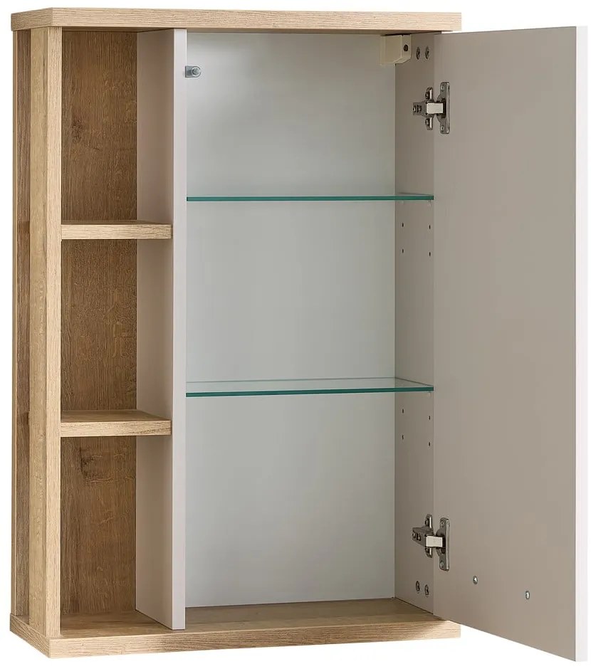 Krémová závěsná koupelnová skříňka v dekoru dubu 50,5x74,5 cm Quickset 966 – Pelipal