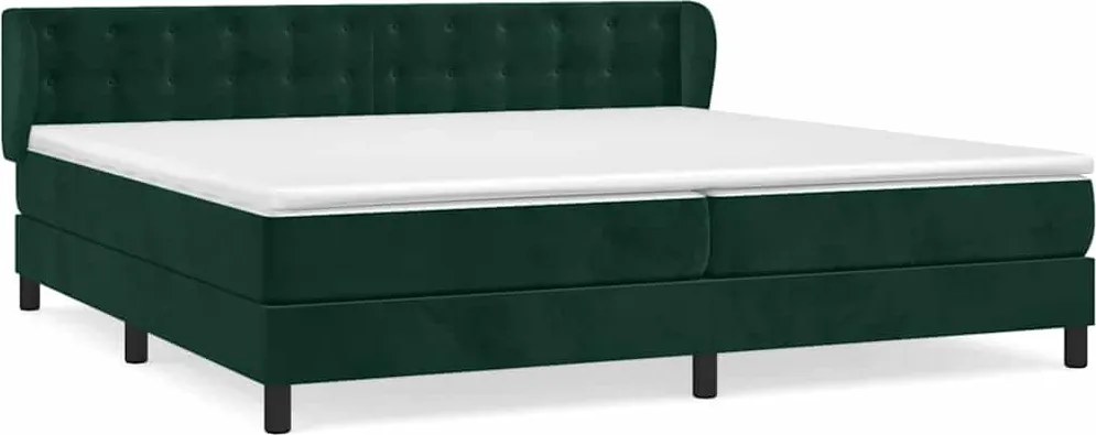 Box spring postel s matrací tmavě zelená 200x200 cm samet 3127754