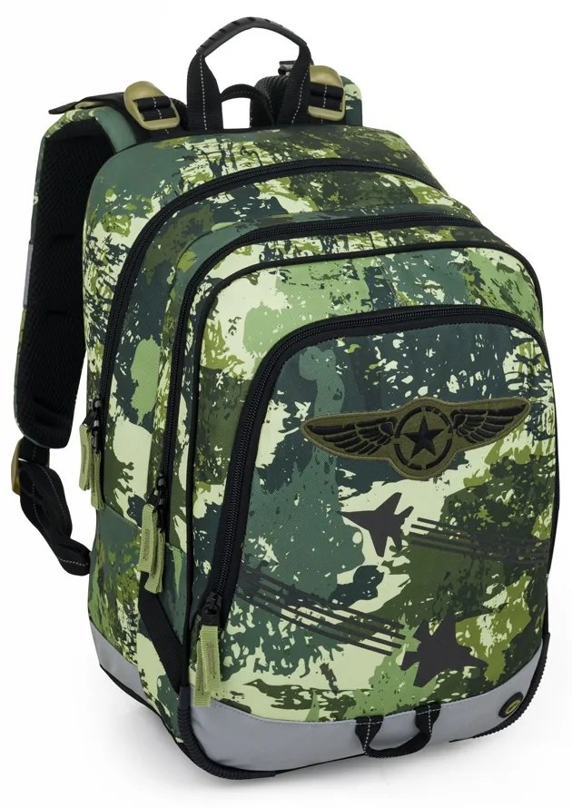 Bagmaster ALFA 25 B školní tříkomorový batoh – stíhačky