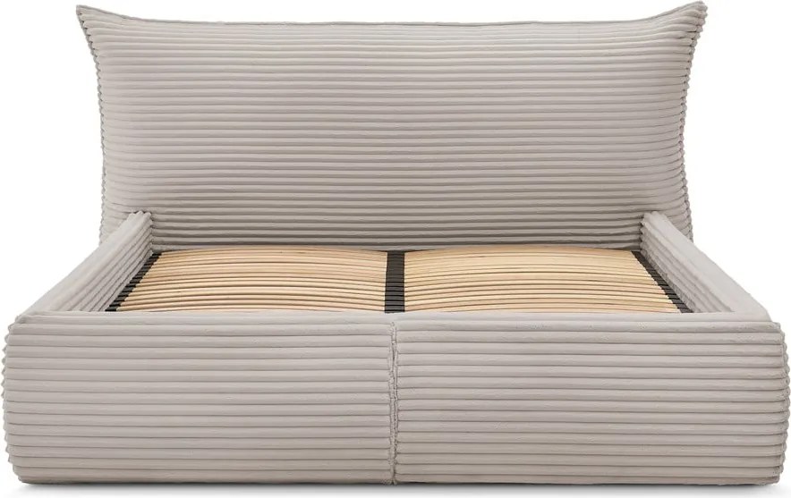 Taupe čalouněná dvoulůžková postel s úložným prostorem s roštem 180x200 cm Jade - II. jakost – Bobochic Paris
