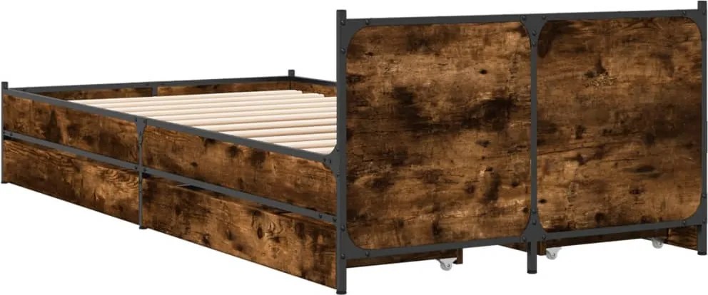 Rám postele se zásuvkami kouřový dub 75x190 cm kompozitní dřevo 3279974