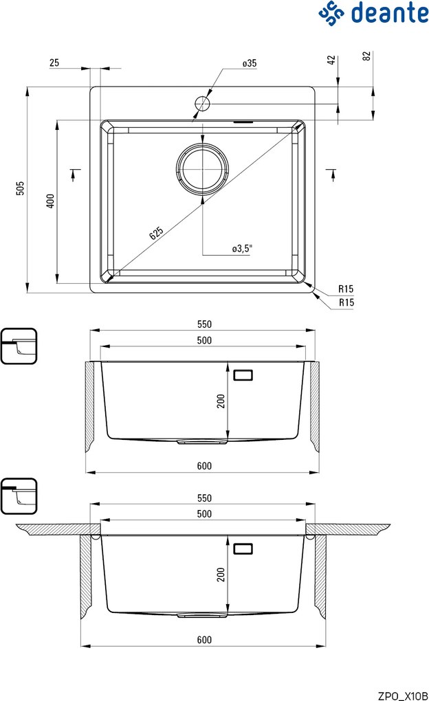 Deante Dřez Olfato nerez - ZPO 010B