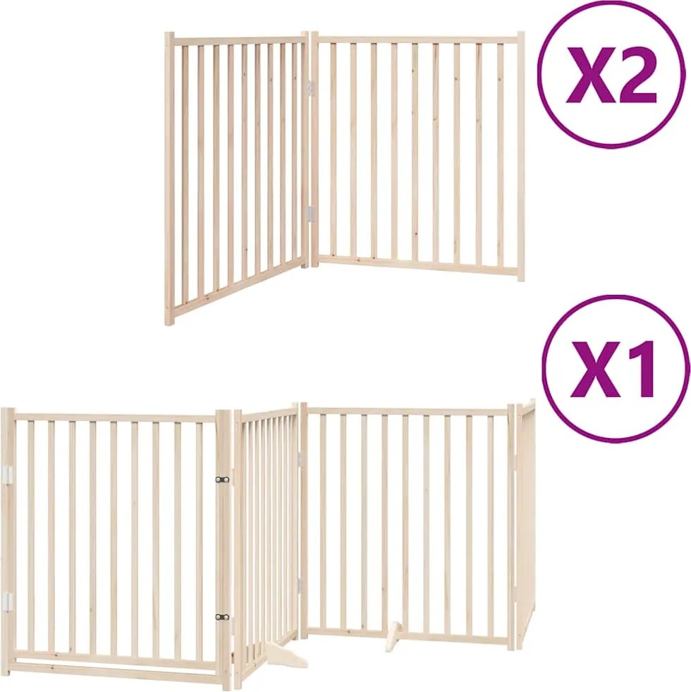 Zábrana pro psy s dvířky skládací 8 panelů 640 cm topol 3155726