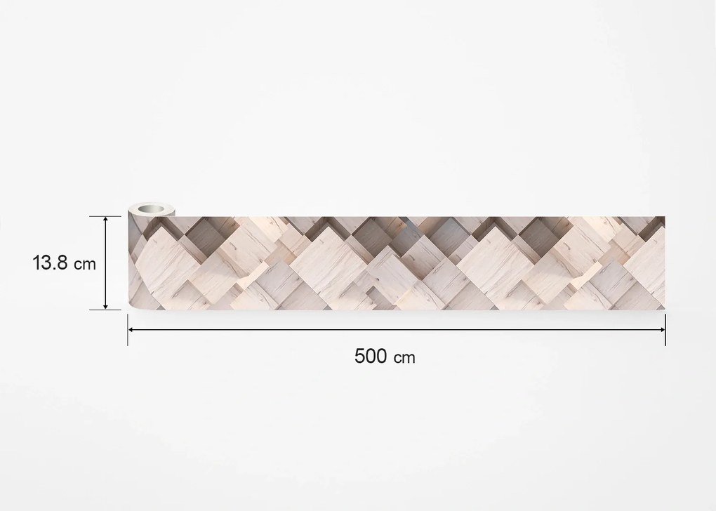 Samolepící bordura na zeď 3D Dřevo | 5 m x 13.8 cm | DWB8210