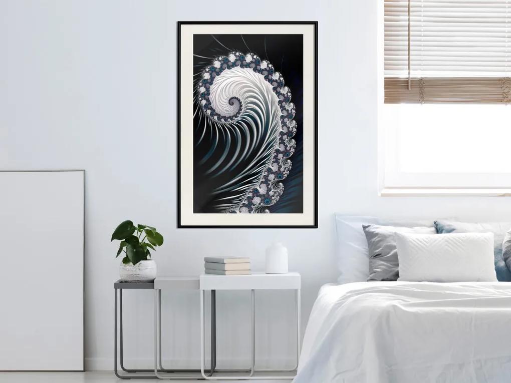 Plakát Virus - abstraktní vlnkovitý vzor s řasami vytvářející vír na černém pozadí