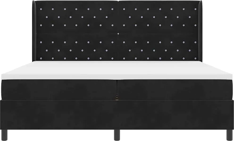 Postel s boxspringem s matrací s čelo Černá 200 x 200 cm samet 3341974