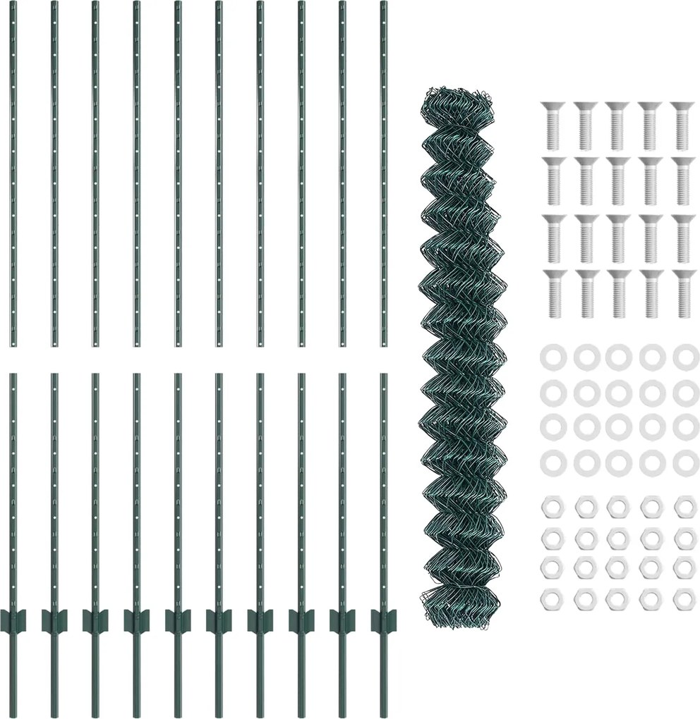 Plot s řetězovým odkazem a sloupkem 10 x 1,6 m Zelená Síťovina 3336244