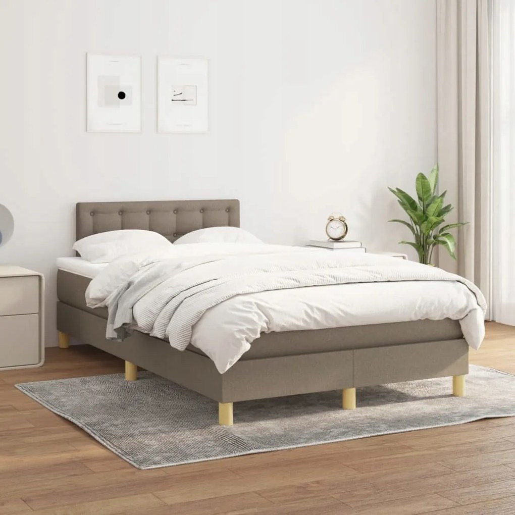 Box Spring Postel S Matrací Textil Taupe tlačítka 120 x 200 cm
